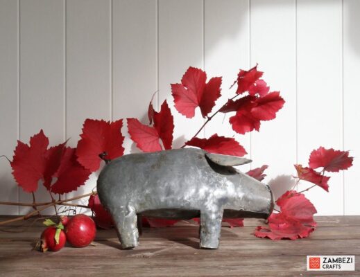 Pig (Grey) - Recycled Metal - Zambezi Crafts